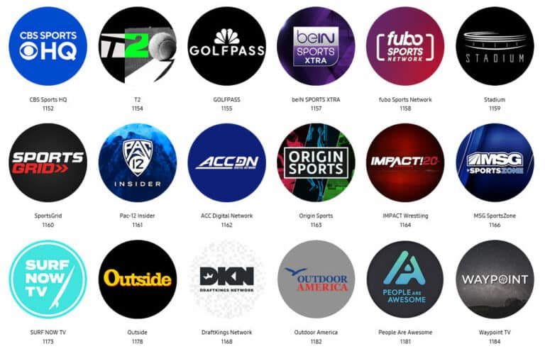 Samsung TV plus sports channels list United States